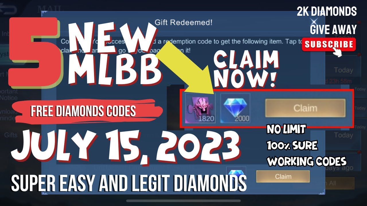 ALL NEW MLBB DIAMONDS CODES | JULY 15 2023 | 3k DIAMONDS GIVE AWAY ...