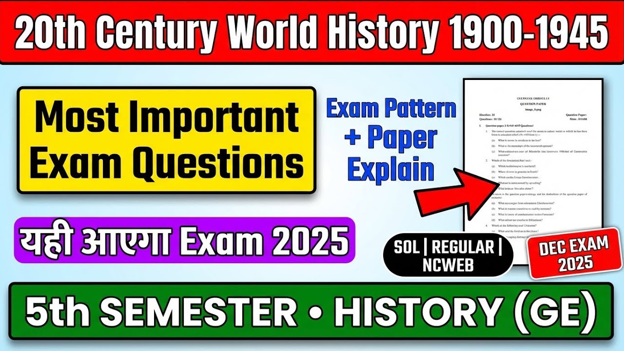 20th Century World History 1900-1945 Important Questions 5th Semester ...