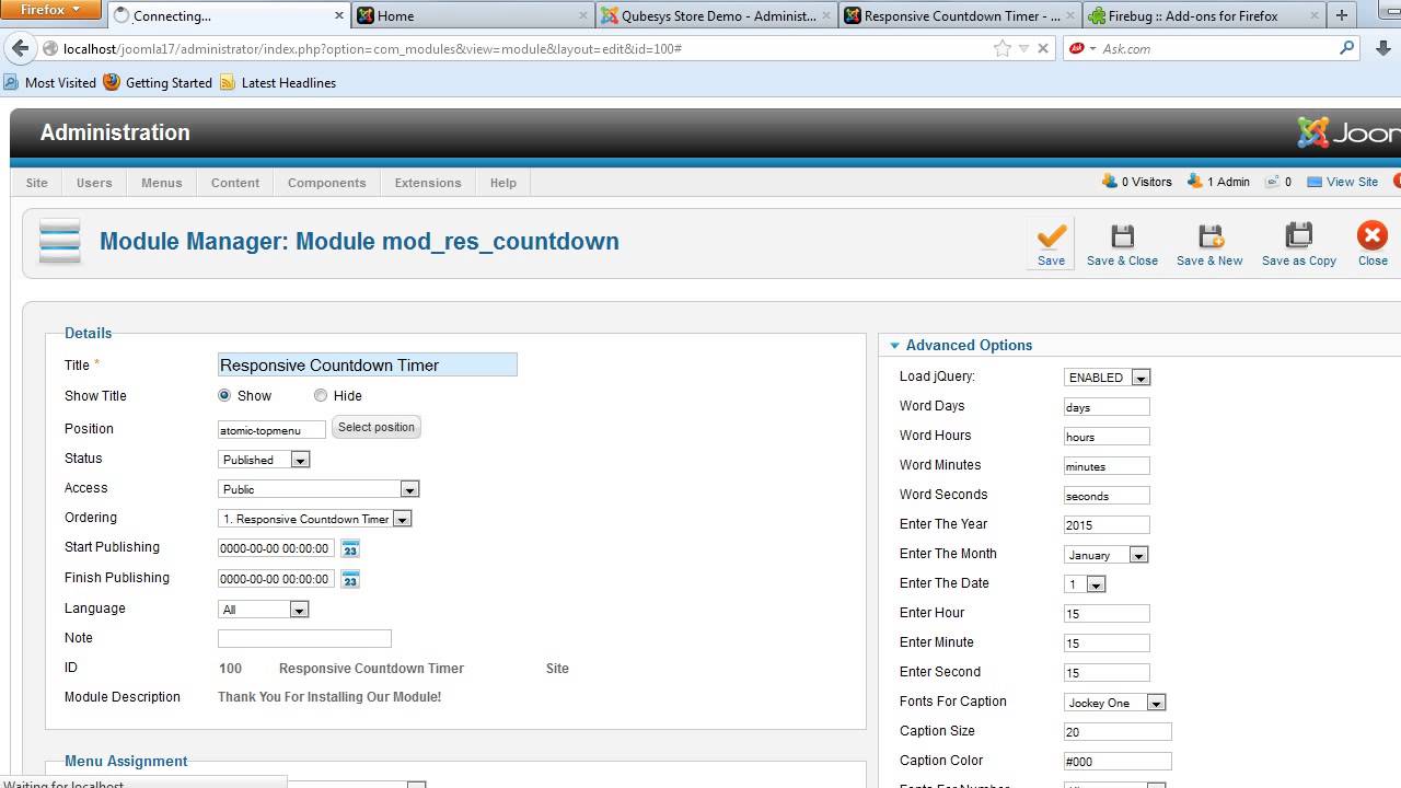 Responsive Count Down Timer Joomla Module - YouTube