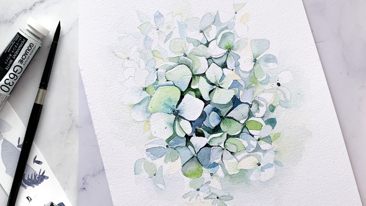 Watercolor Tutorial Hydrangea Flowers - YouTube
