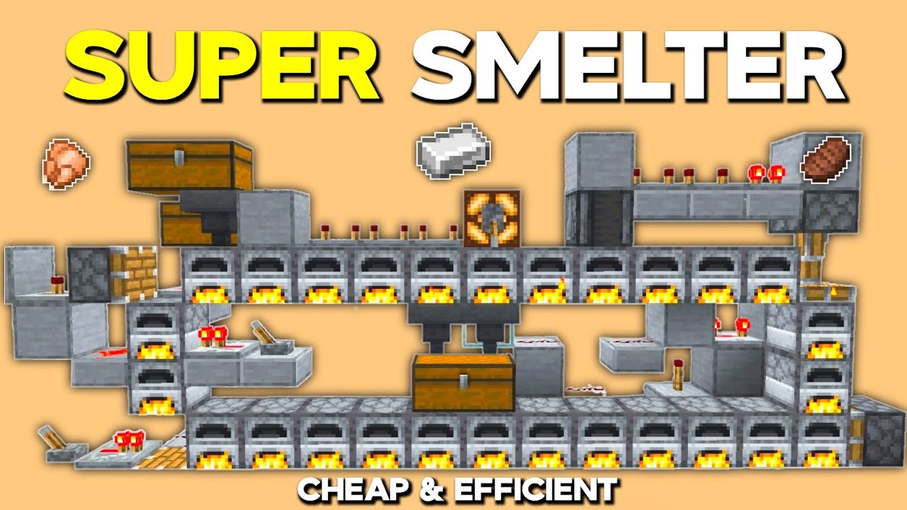 Minecraft BEST Super Smelter - 27 Furnace Smelter - Super Fast - YouTube