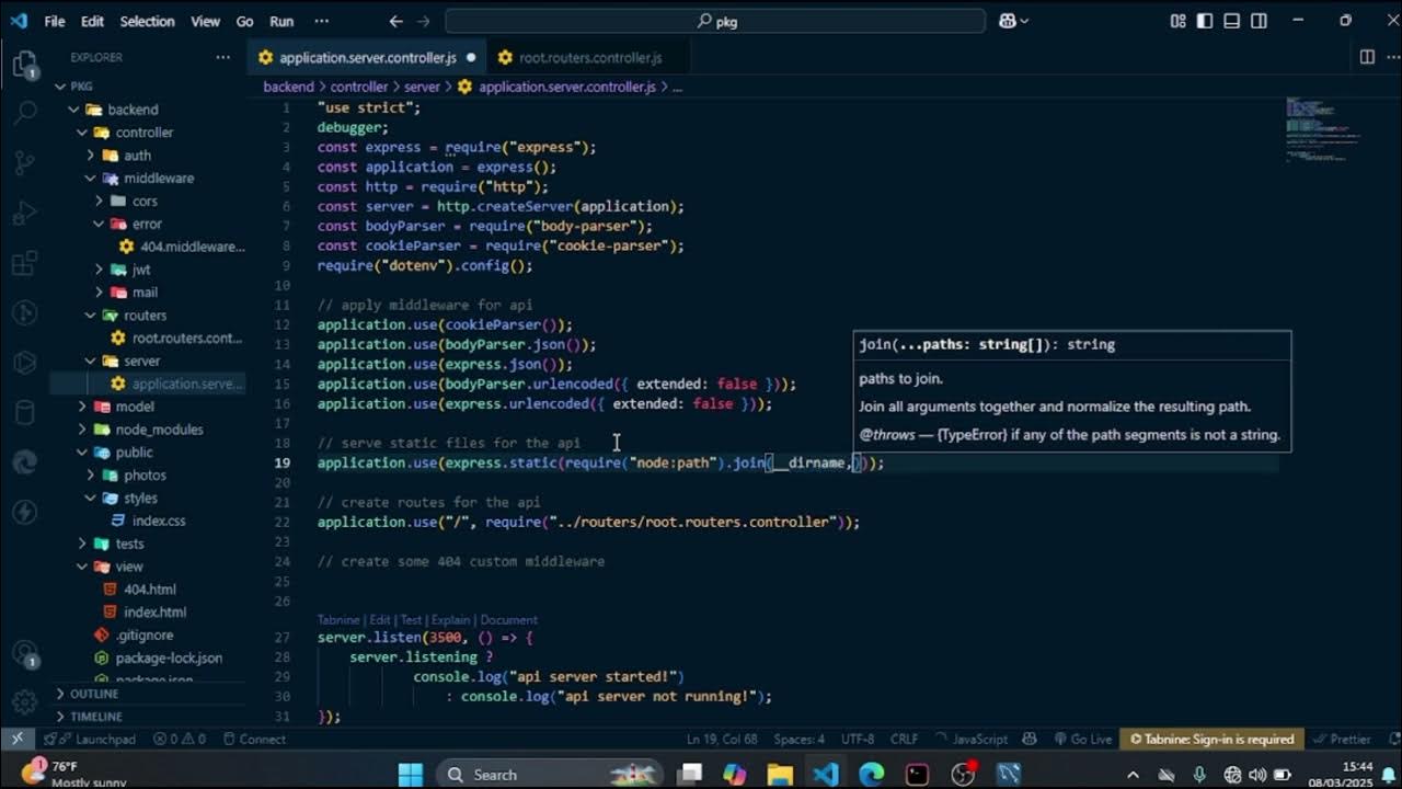 Serving static files on a node.js and express.js api - YouTube