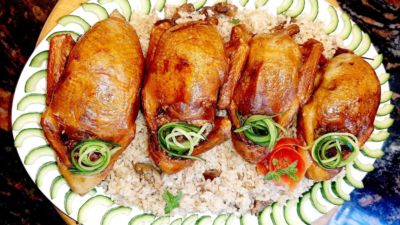 #حمام_محشي_رز_بالخلطة Pigeons stuffed with rice mixture #اكلات_العزايم ...