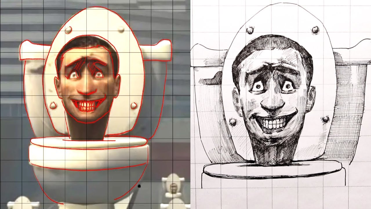 How to Draw Normal Skibidi Toilet (used a grid pattern) - YouTube