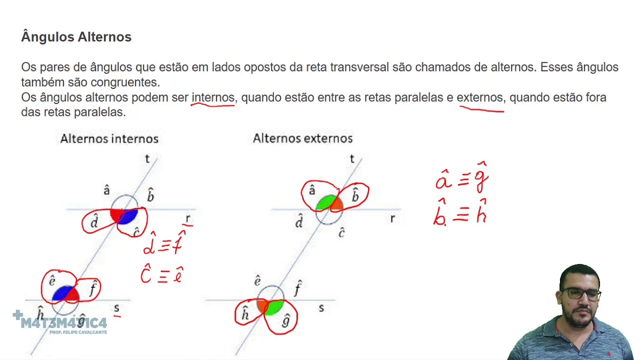 GEOMETRIA PLANA (ÂNGULOS FORMADOS POR DUAS RETAS PARALELAS CORTADA POR ...