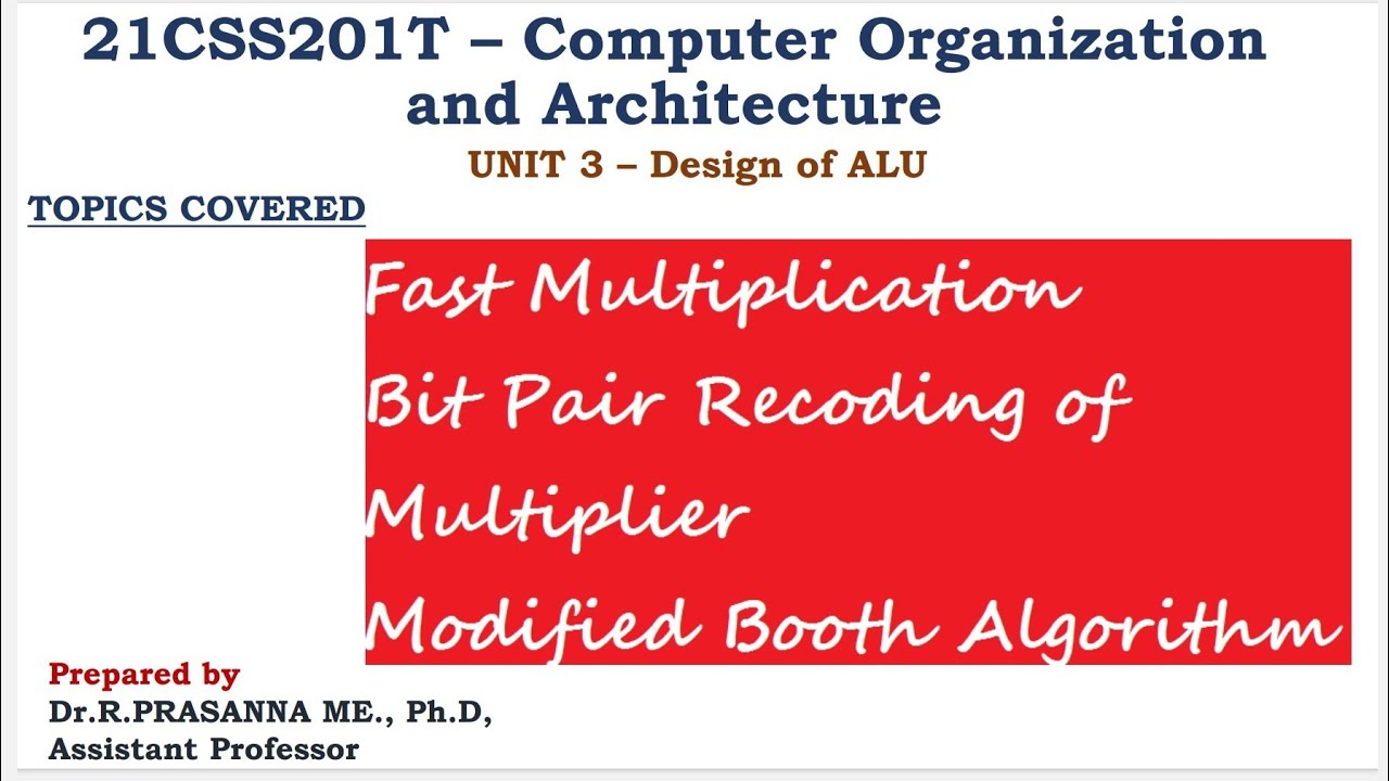 Bit Pair Recoding Modified Booth Algorithm Youtube
