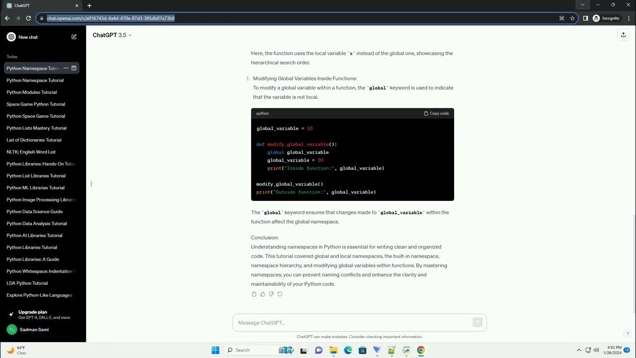 namespace in python w3schools - YouTube