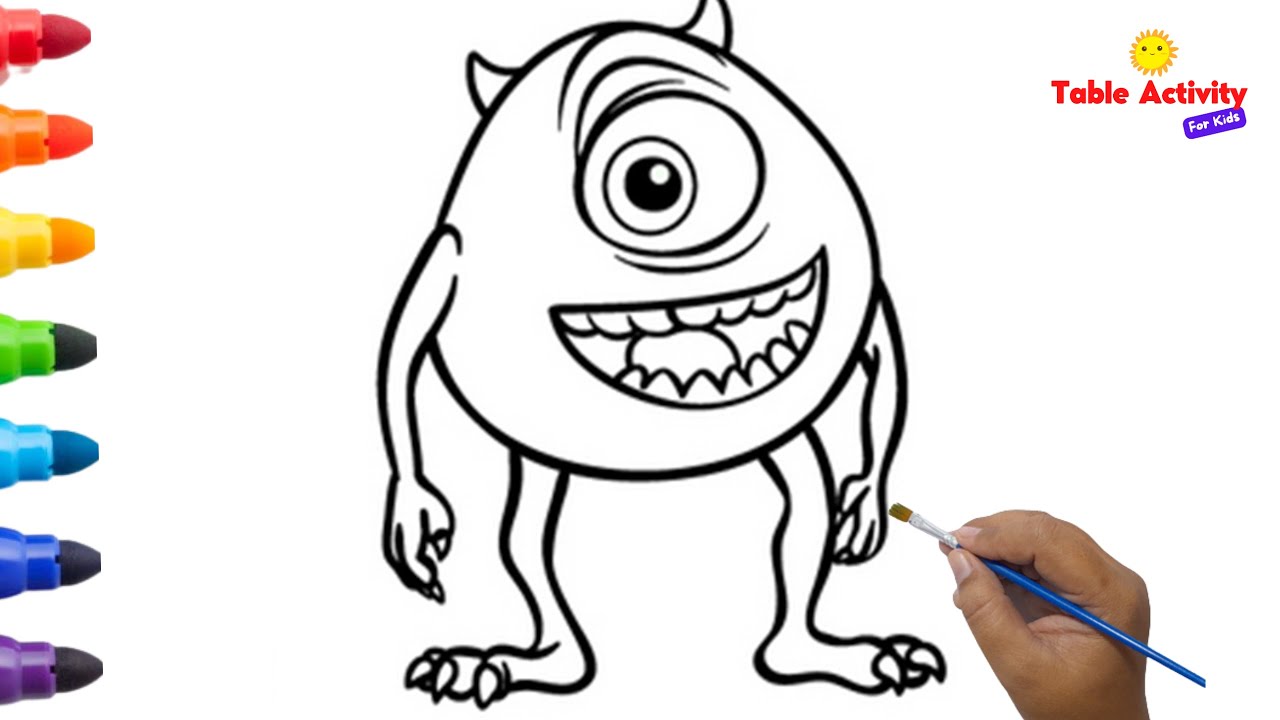 How To Draw Mike Wazowski From Monster Inc. | Easy Drawing For Children ...