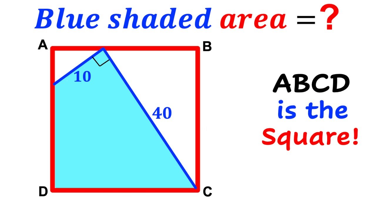 Can you find area of the Blue shaded region? | (Square) | #math #maths ...