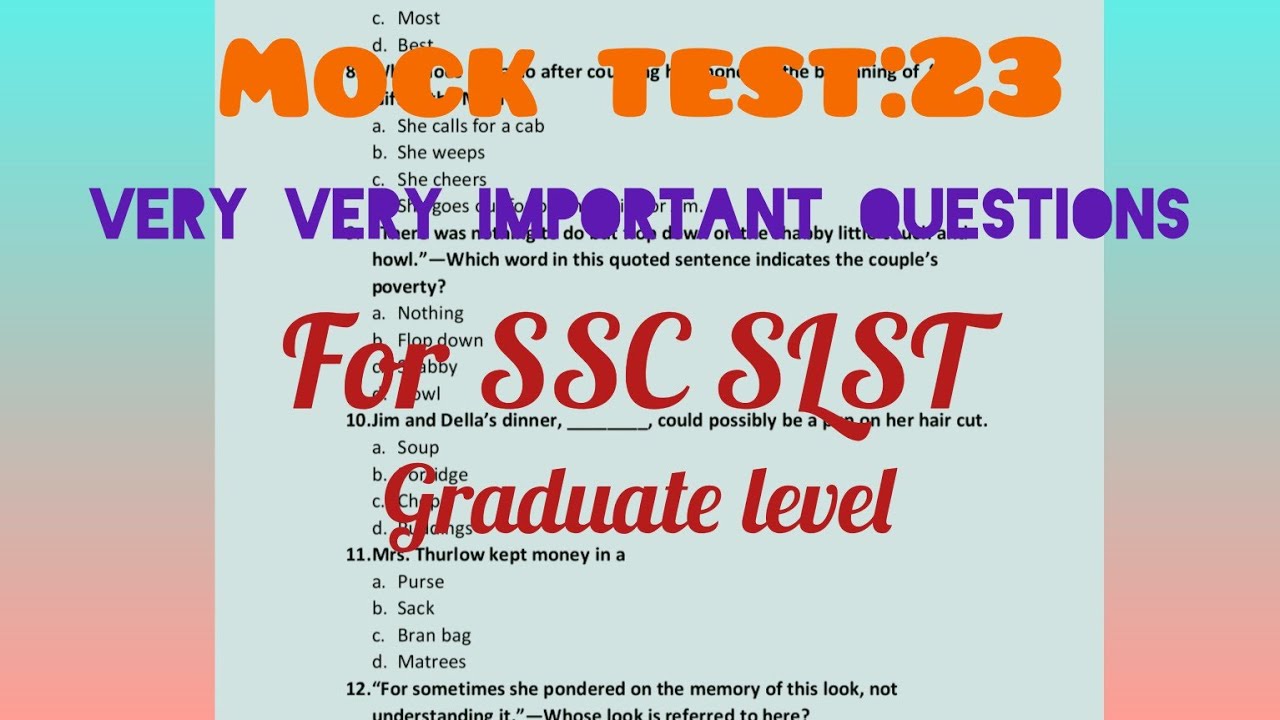 Mock Test 23 for SSC SLST English #sscslst #english #mocktest # ...