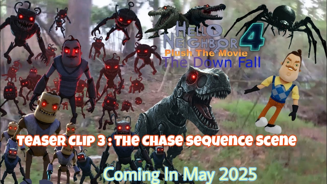 Hello Neighbor Plush The Movie 4 The Down Fall (2025) teaser clip 3: the chase sequence scene ...
