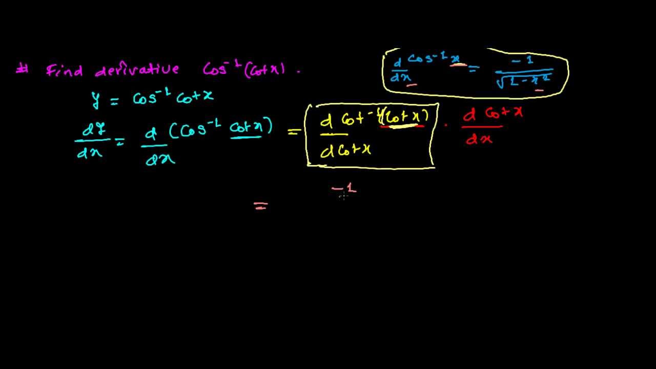 Derivative of Inverse Trigonometric Function Solved Example - YouTube
