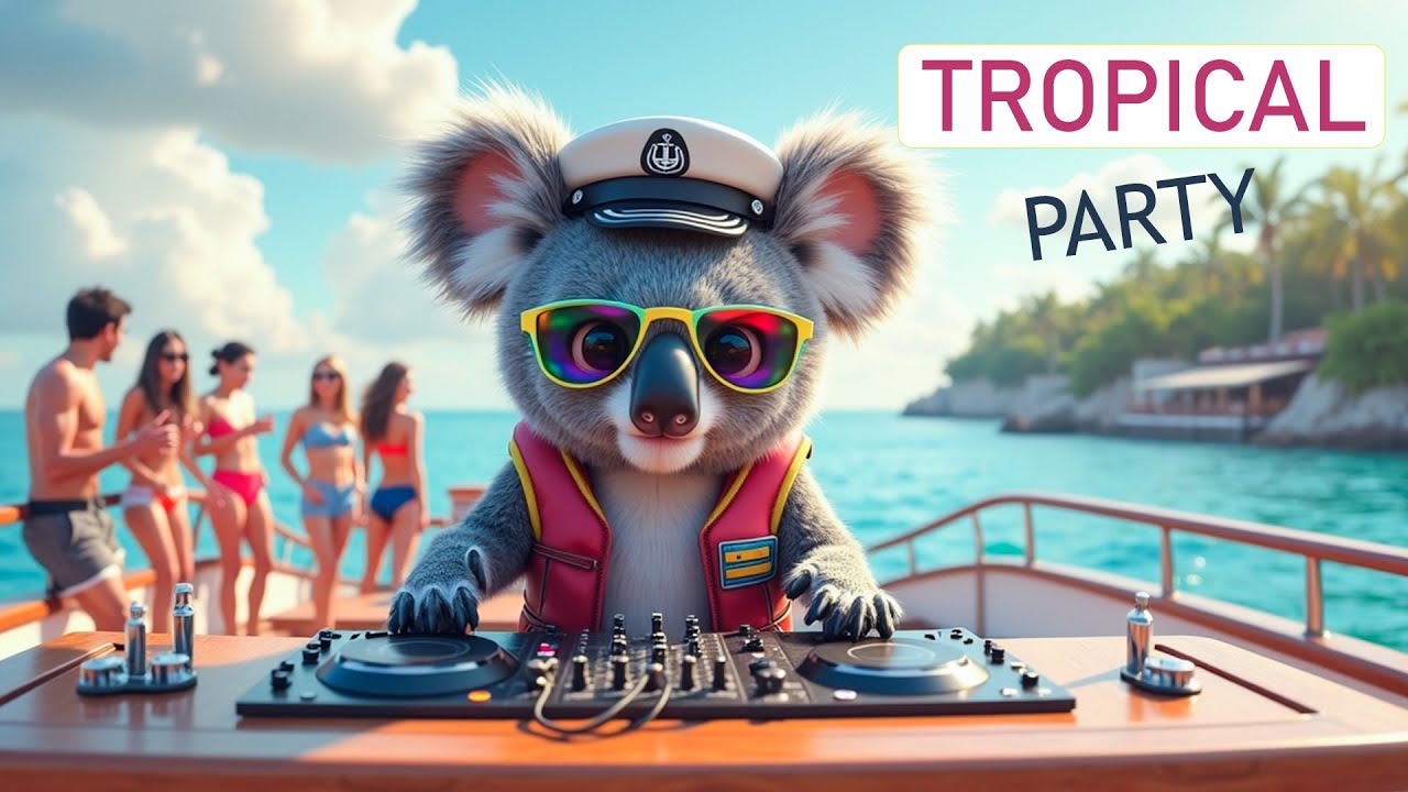 Koala DJ Captain Mixing On the Deck - Tropical Funk Party | AI Chill ...