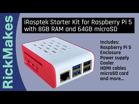 iRasptek Starter Kit for Raspberry Pi 5 with 8GB RAM and 64GB microSD