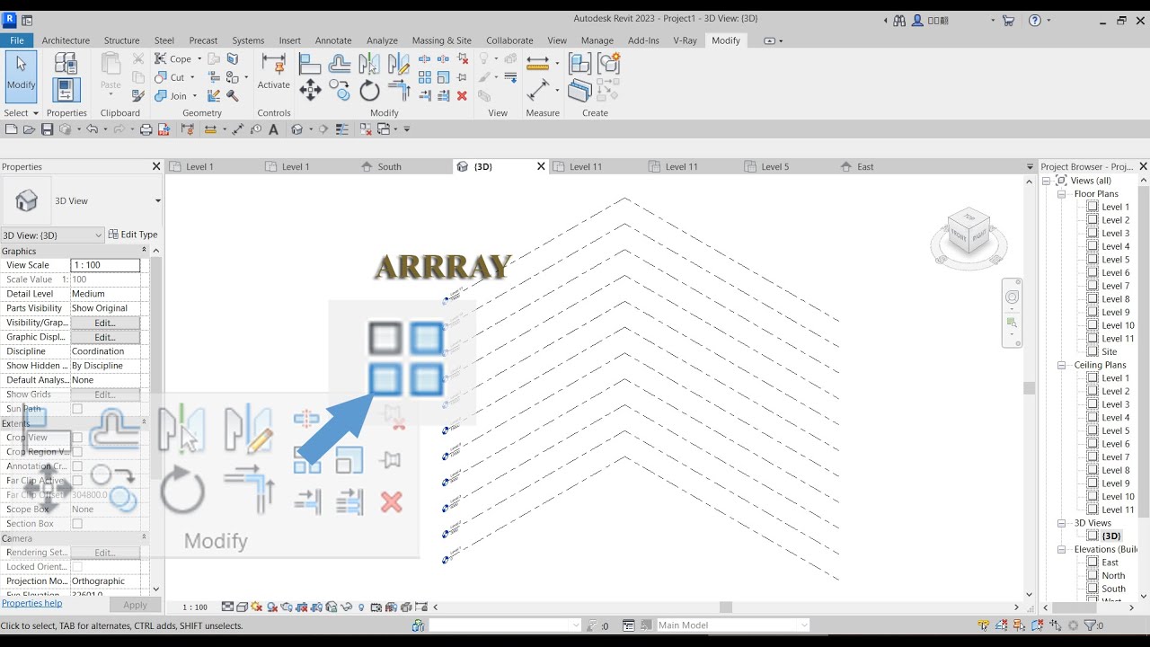 How To Creating Multi Level Using Array Revit Tutorial Youtube