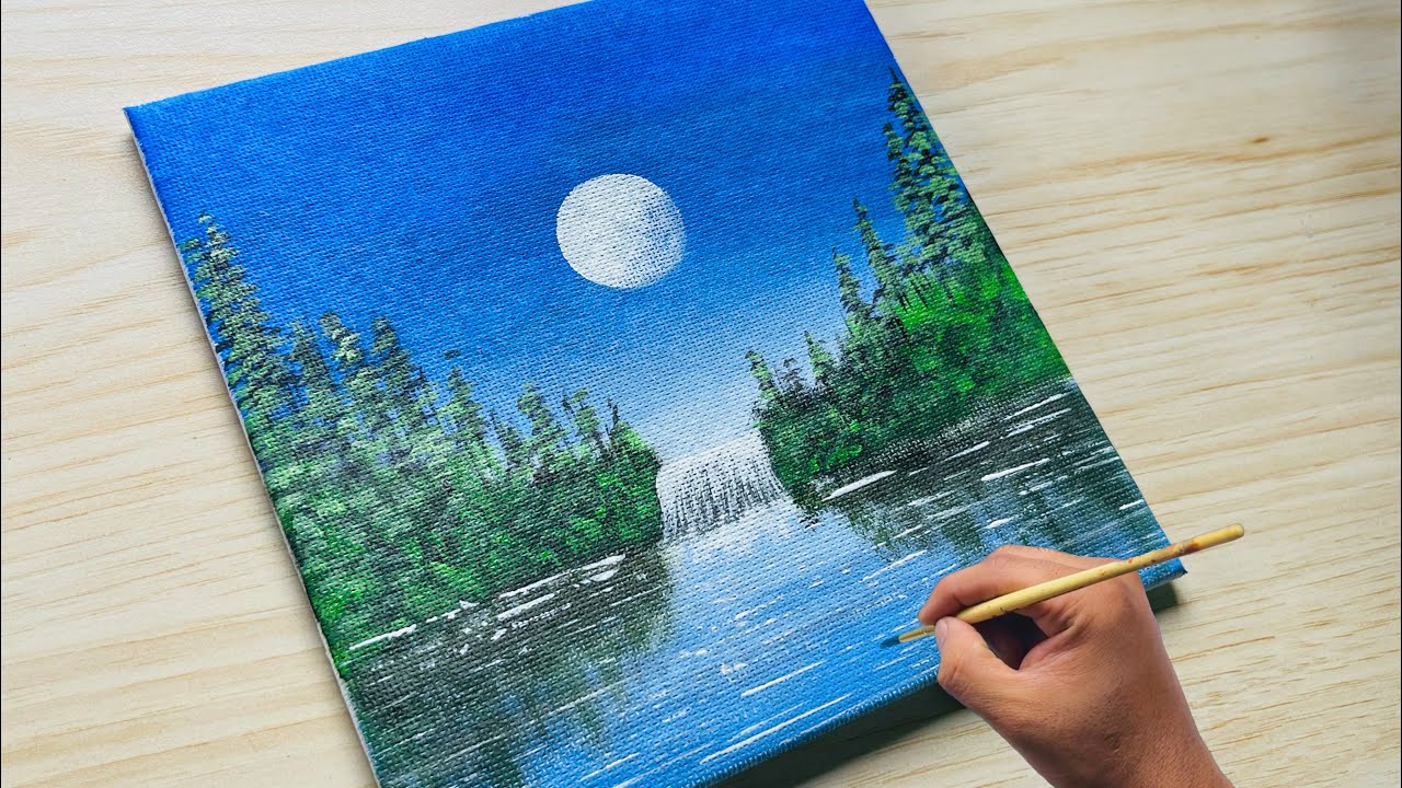 Easy Waterfall Painting | Acrylic Painting for Beginners | Easy ...