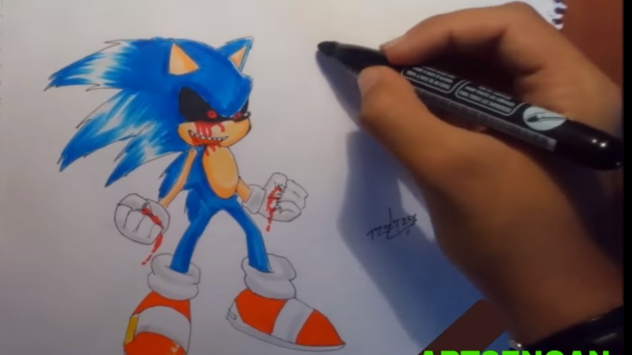 Sonic.exe drawing - speedart#48 - YouTube
