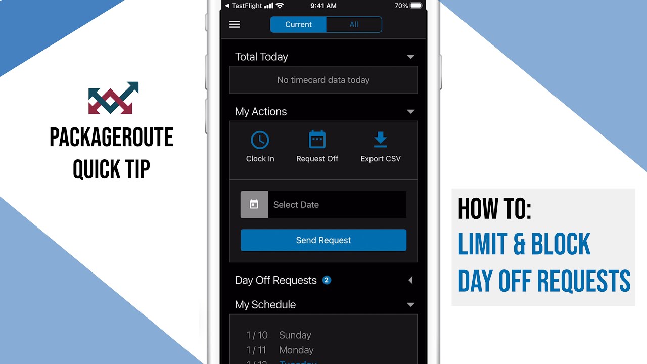 Block Day Off Requests in PackageRoute - YouTube