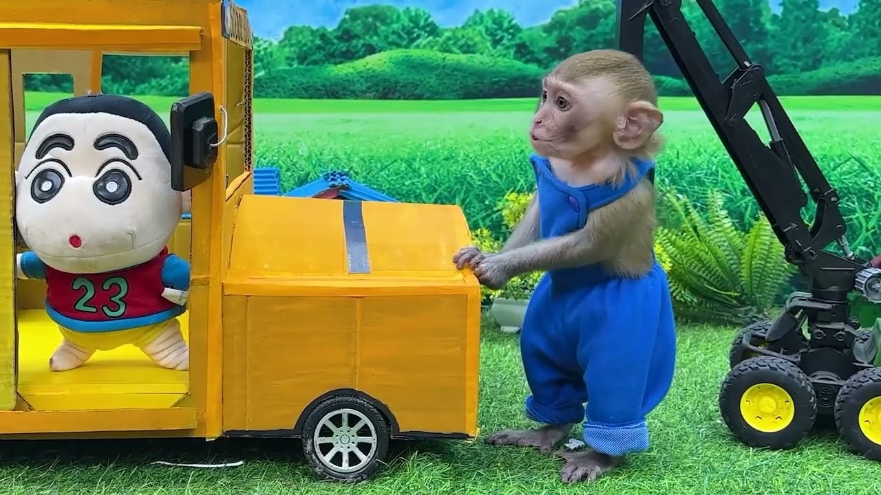 Monkey BuBu Cosecha Sandía Arcoiris en la Granja con un Cachorras ...