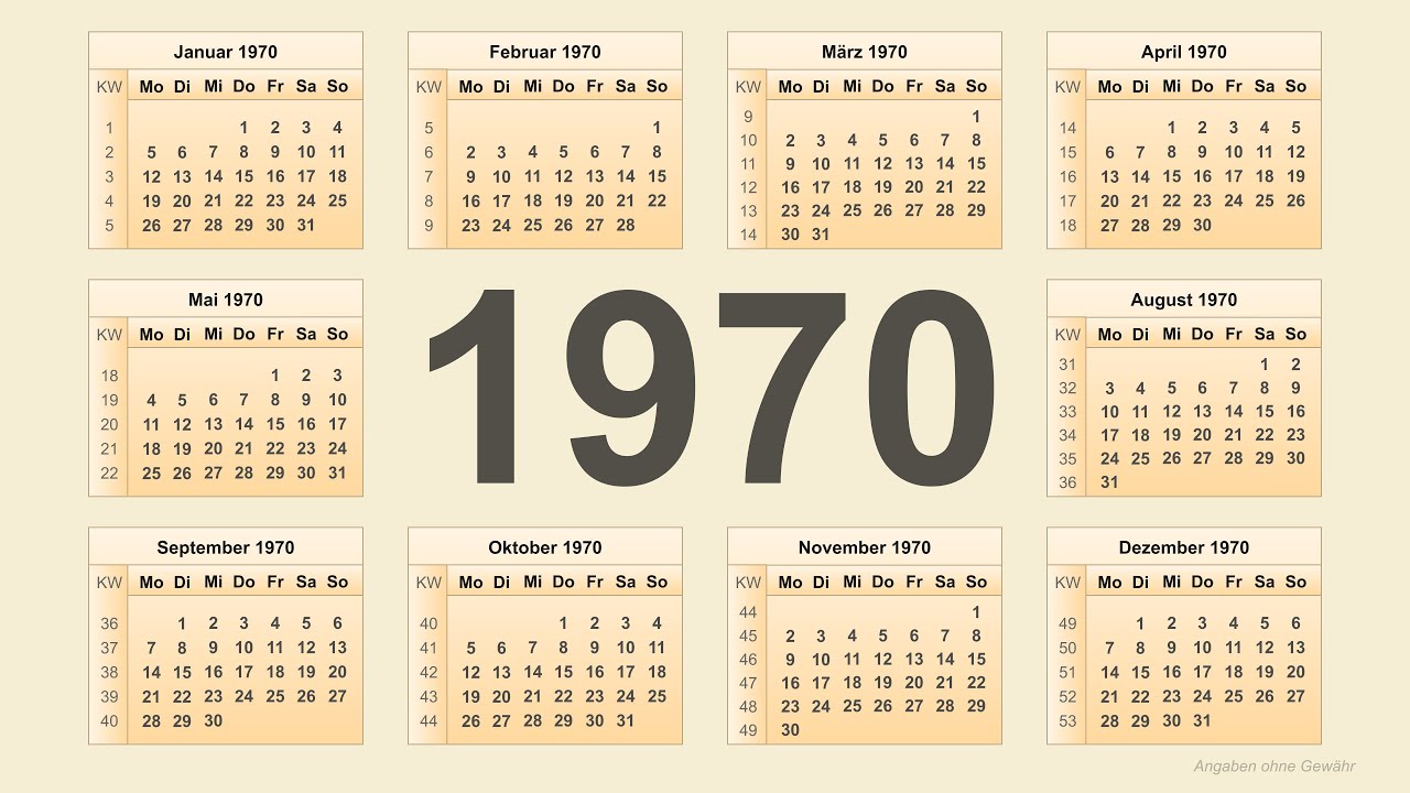 Kalender 1970 - YouTube