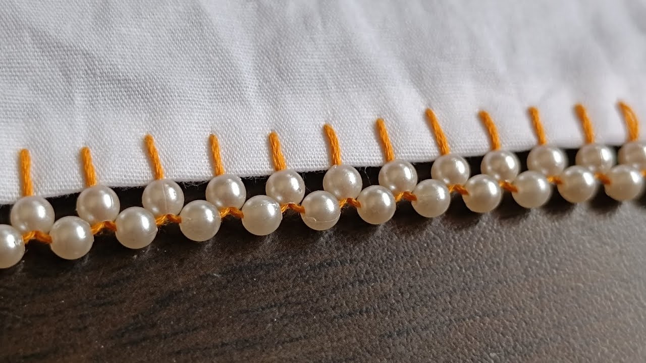Beaded Edging ( Double Layer) using blanket stitch for beginners - YouTube
