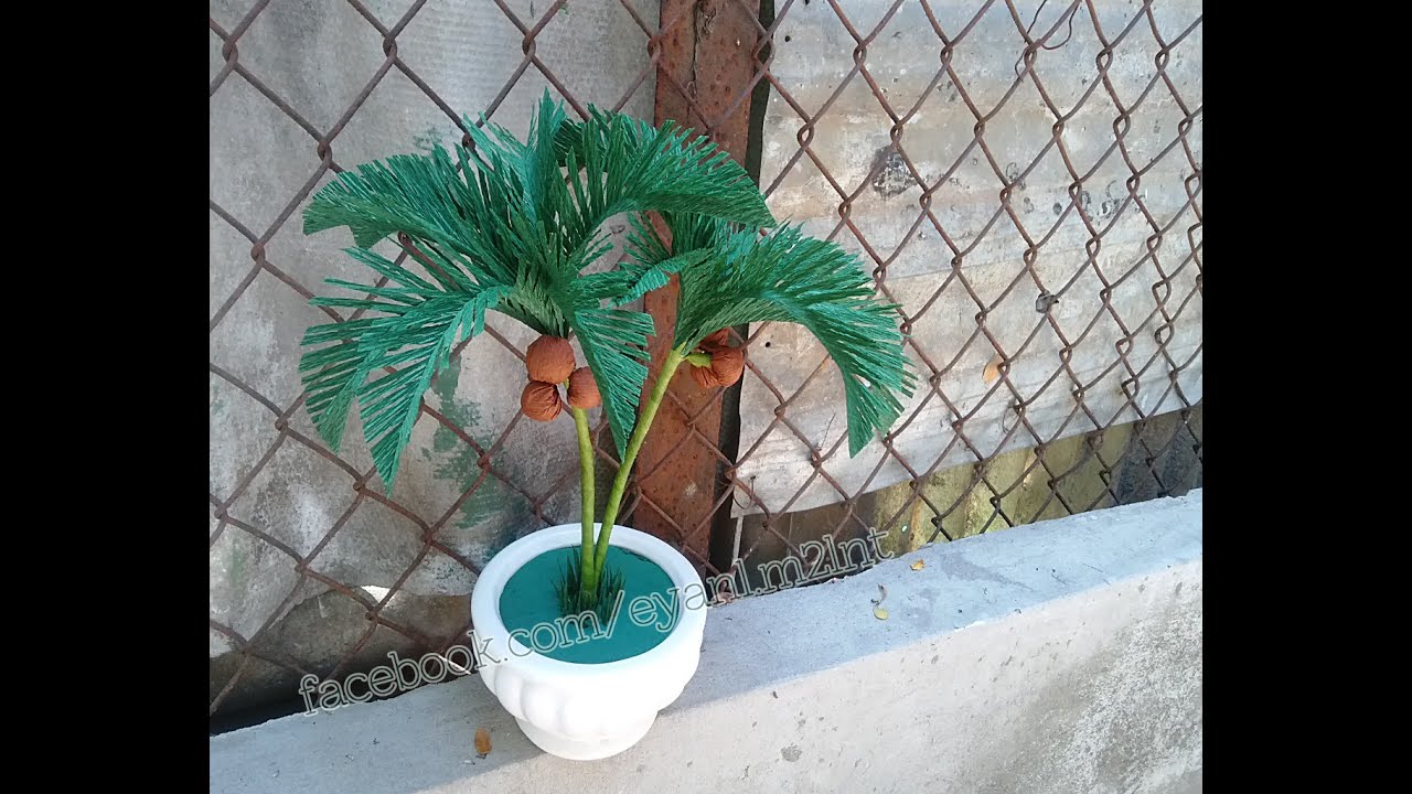 Coconut tree using crepe paper - Hướng dẫn làm cây dừa bằng giấy - YouTube