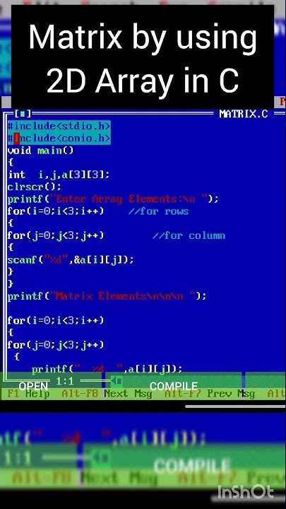 Matrix program by using C programming #shorts #cprogramming #matrix #codebyat - YouTube