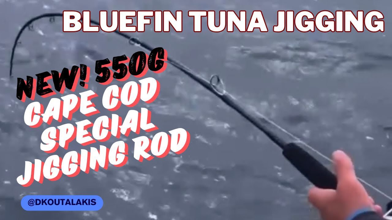Giant BFT on a jig with the NEW Black Hole USA 550g Cape Cod Special ...