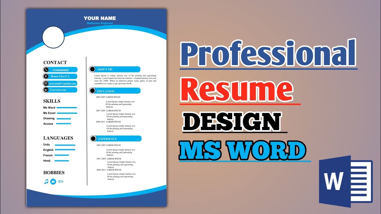 Create Professional Resume in MS Word | Create CV in MS Word Easy ...
