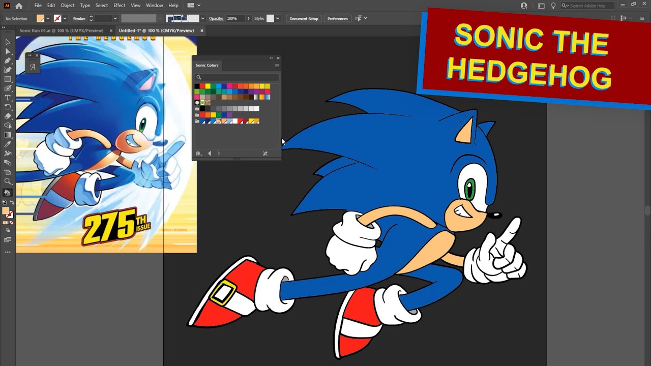 Sonic the Hedgehog Running Fast - Adobe Illustrator Speed Draw - YouTube