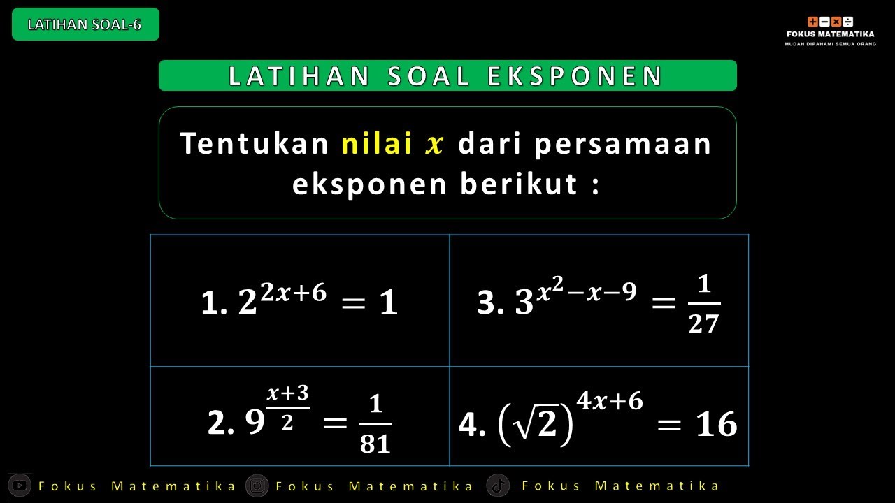 Contoh Soal Eksponen Kelas 10 | Soal Eksponen Nomor 6 - YouTube