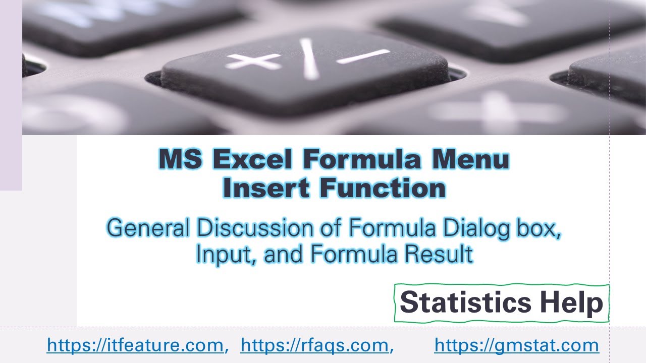 MS Excel Formula Tab and Insert Function - YouTube