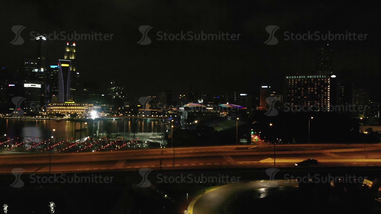 Aerial Shot of the Benjamin Sheares Bridge and the Marina Bay Area in ...