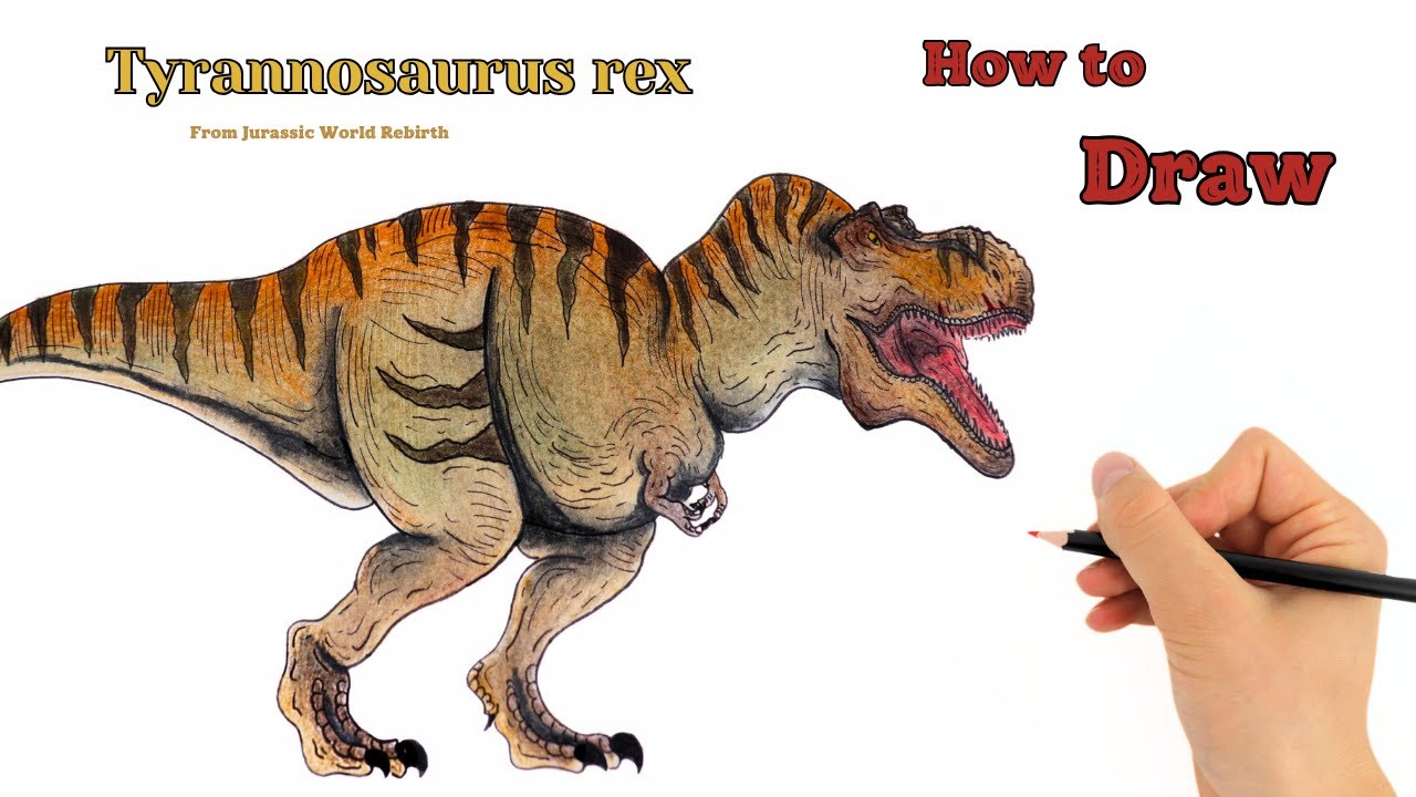 How to draw Tyrannosaurus rex from Jurassic World Rebirth - YouTube