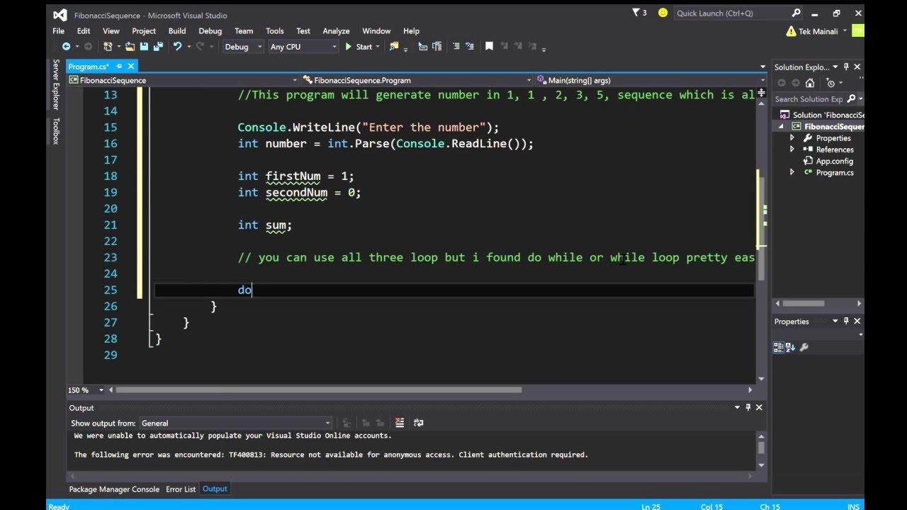 Fibonacci Sequence c# Console Application - YouTube