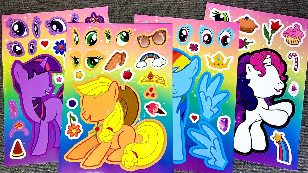 My Little Pony! DIY Make Your Own Face Stickers with Rarity, Pinkie Pie ...