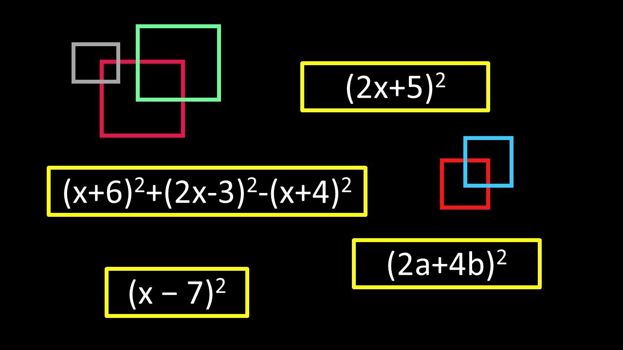 Algebra expanding algebraic squares | Math Problems | Expand | Simplify ...