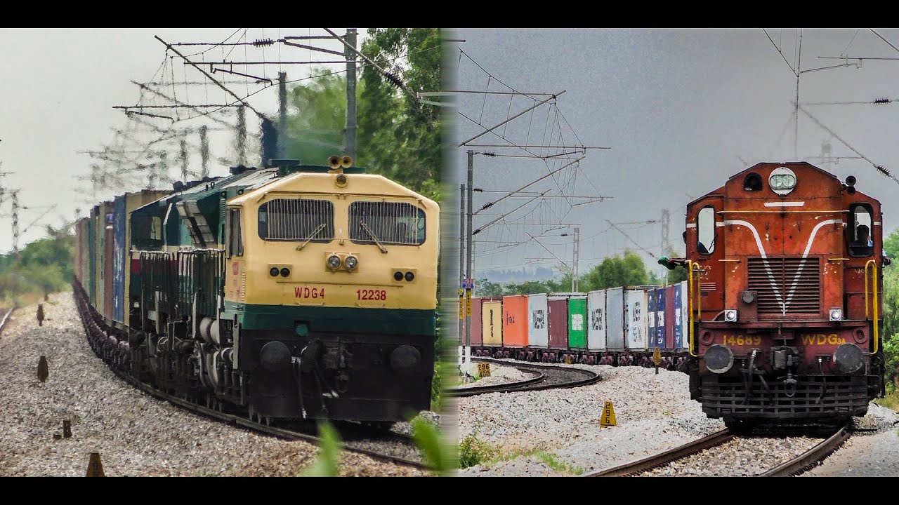 EMD Vs ALCO: Colorful Container Trains on Chennai Line - YouTube