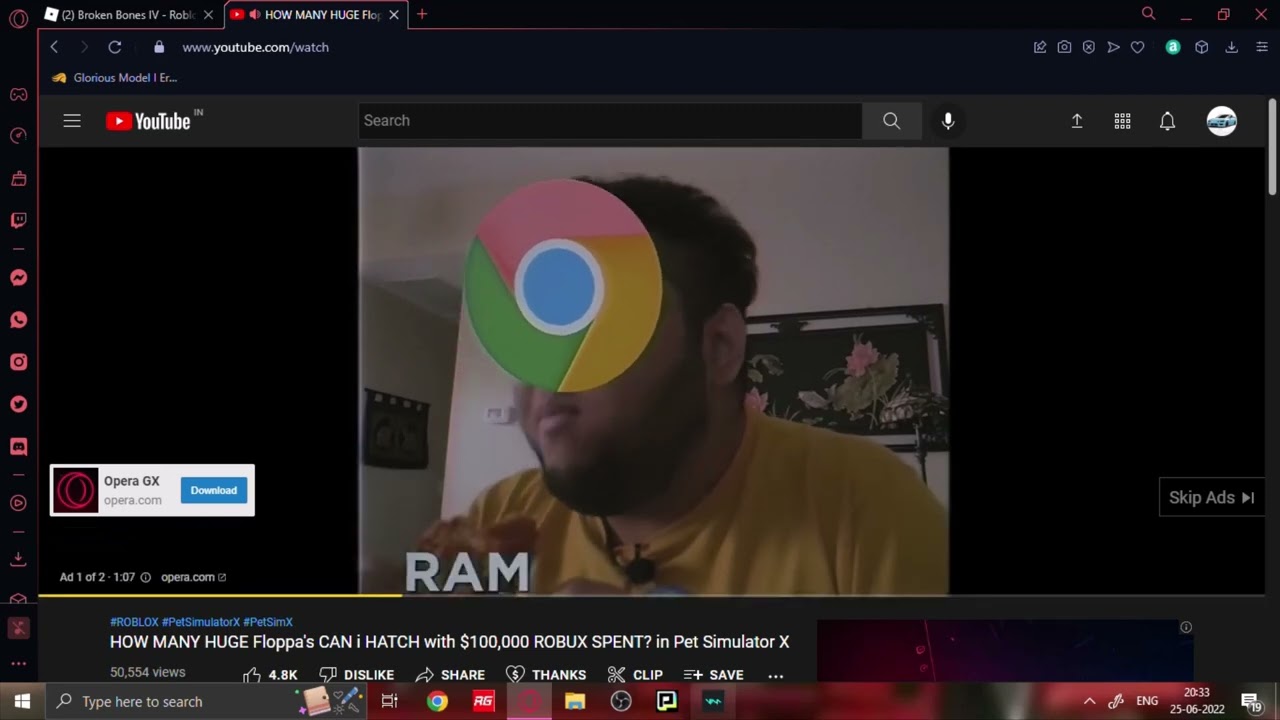 Getting an opera gx ad WHILE USING OPERA GX - YouTube
