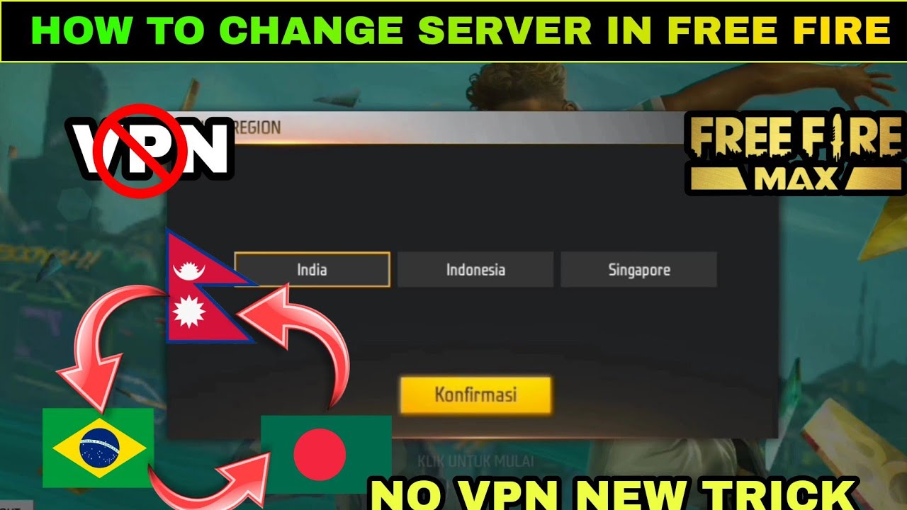 how to change server in free fire without vpn || free fire server change kaisa Karen|| server ...