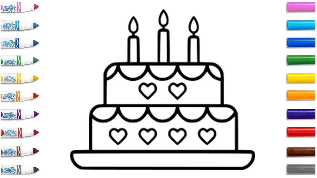 How to draw and coloring cake / як намалювати та розмалювати торт ...