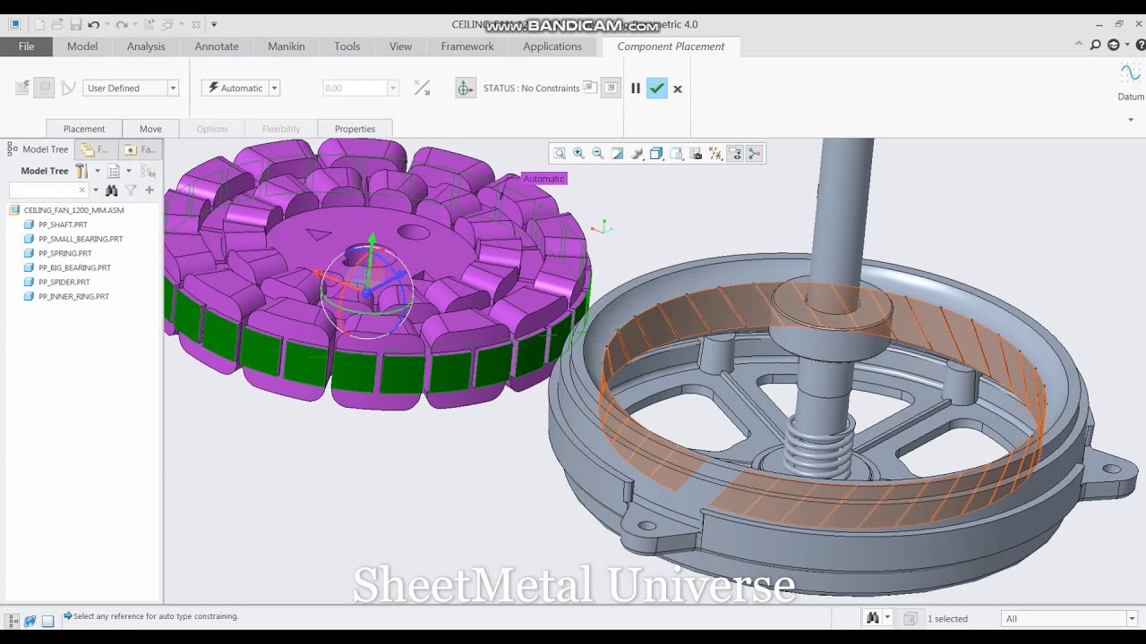 Ceiling Fan Design In Creo || All Components of Ceiling Fan with ...