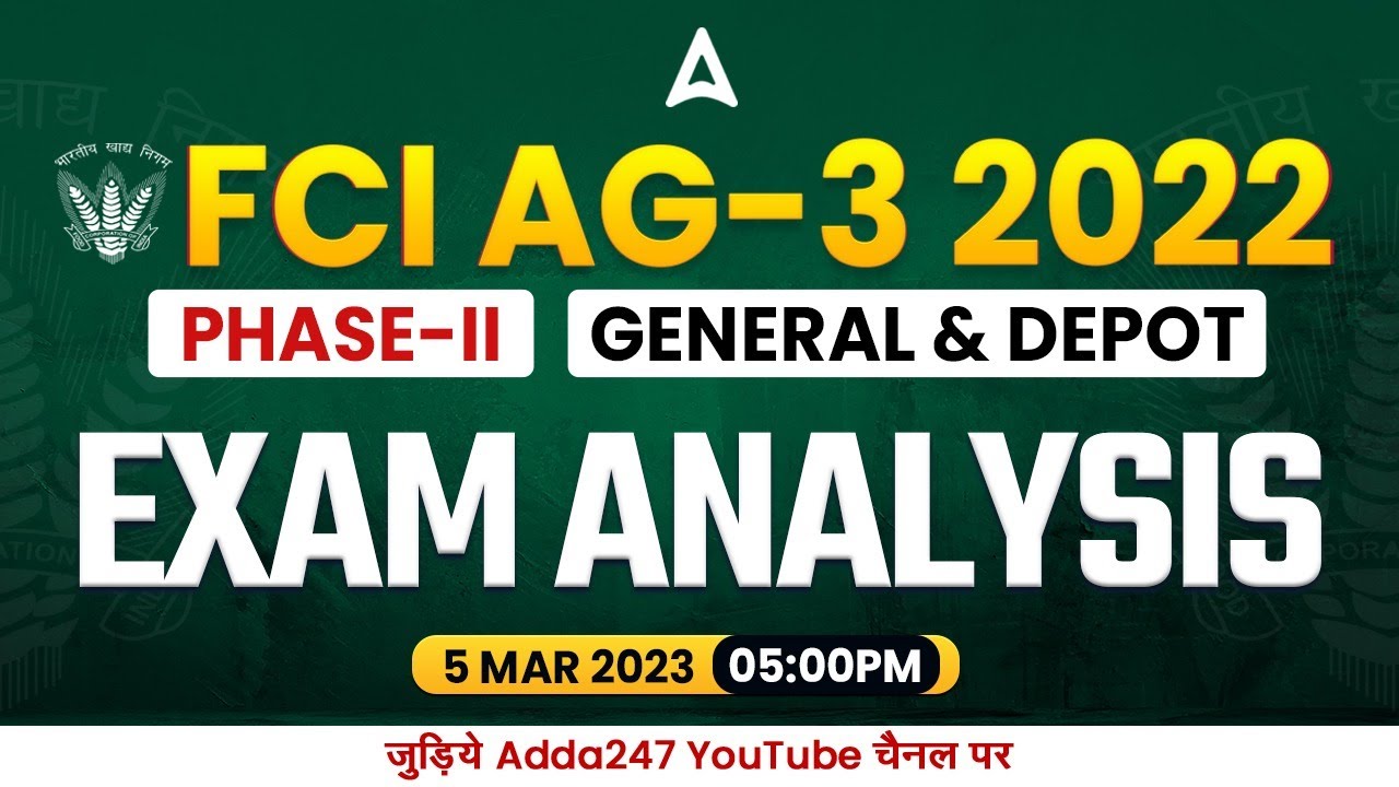 FCI AG 3 Mains 2023 General Depot Exam Analysis | FCI AG 3 Phase 2 ...