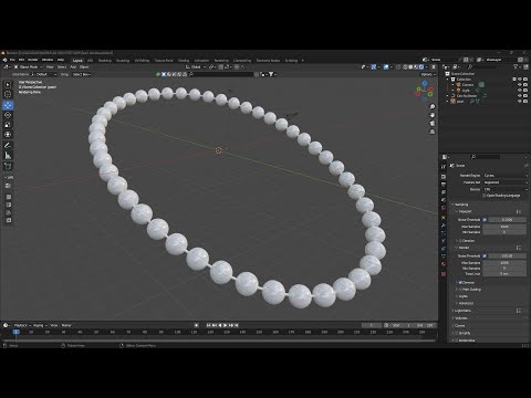 Videoguide - How to Create a Pearl Necklace in Blender, Quick and Easy, Array and Curve Modifiers