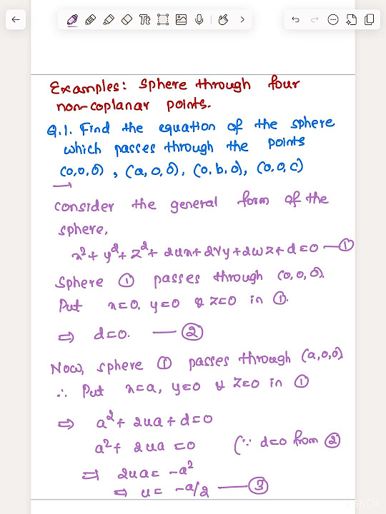 Sphere through four non-coplanar points: Example 1 || semester exam ...