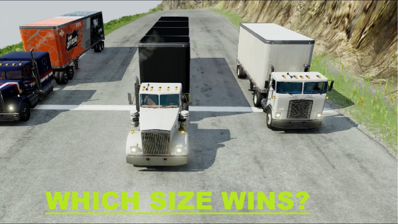 Different Size Trucks Race Down Mountain in BeamNG Drive! - YouTube