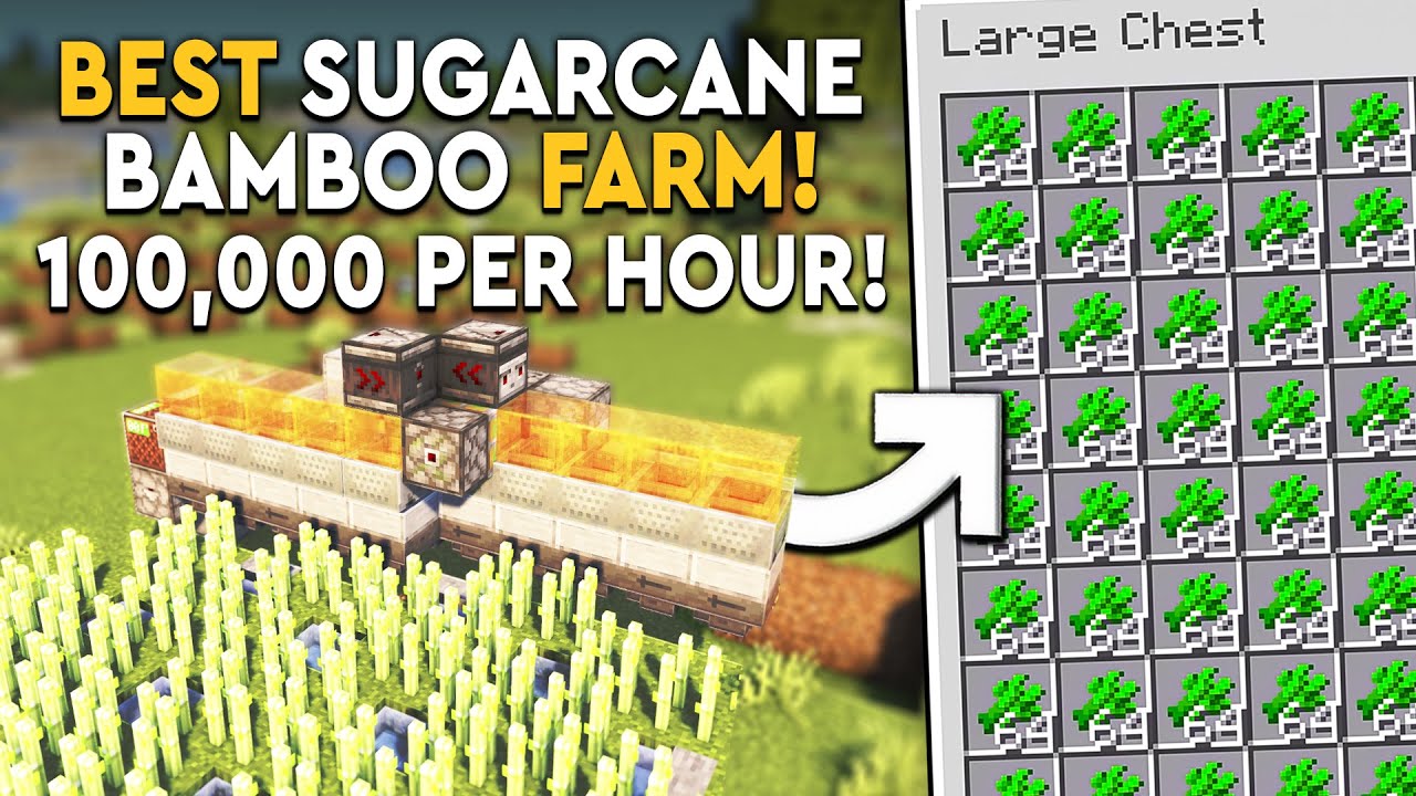 Minecraft Sugar Cane & Bamboo Farm Tutorial - 100,000+ P/H! - YouTube