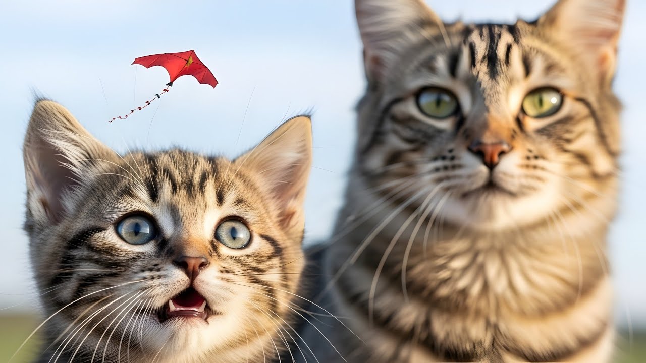 Mama Cat & Baby Cat in the Windy Meadow 🌸🐾 - YouTube