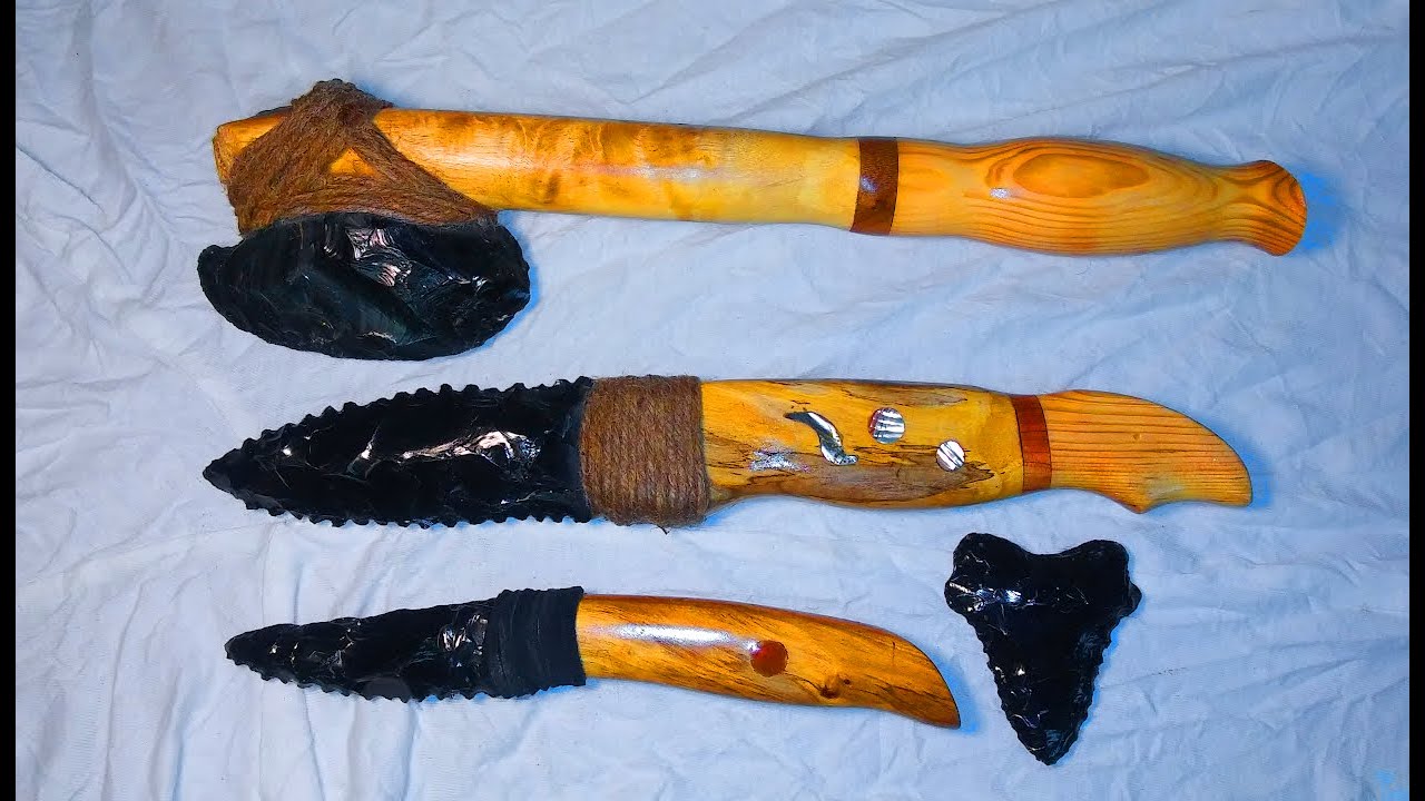 I Knapped Obsidian Tools for The Maker's Challenge! Driftwood Handles ...