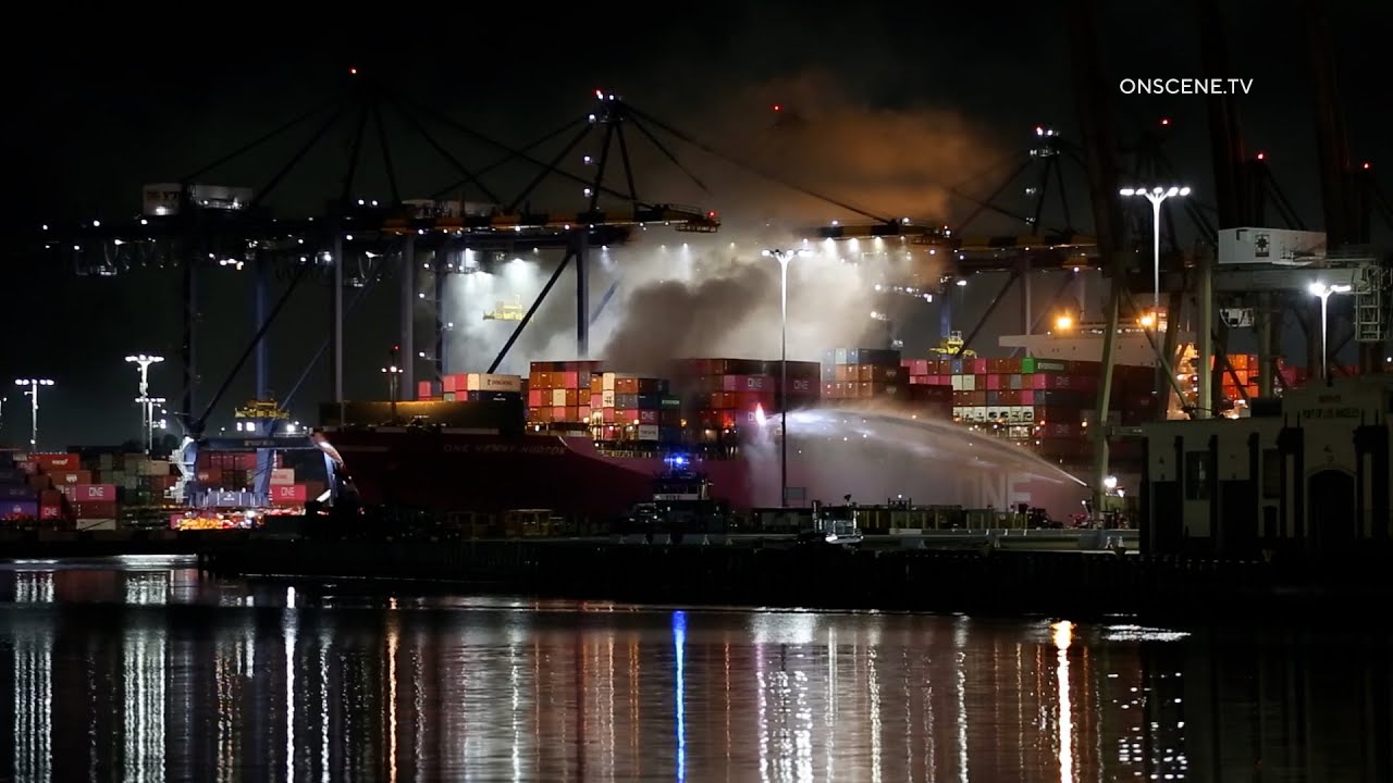 Container Ship Erupts Into Flames After and Explosion - YouTube